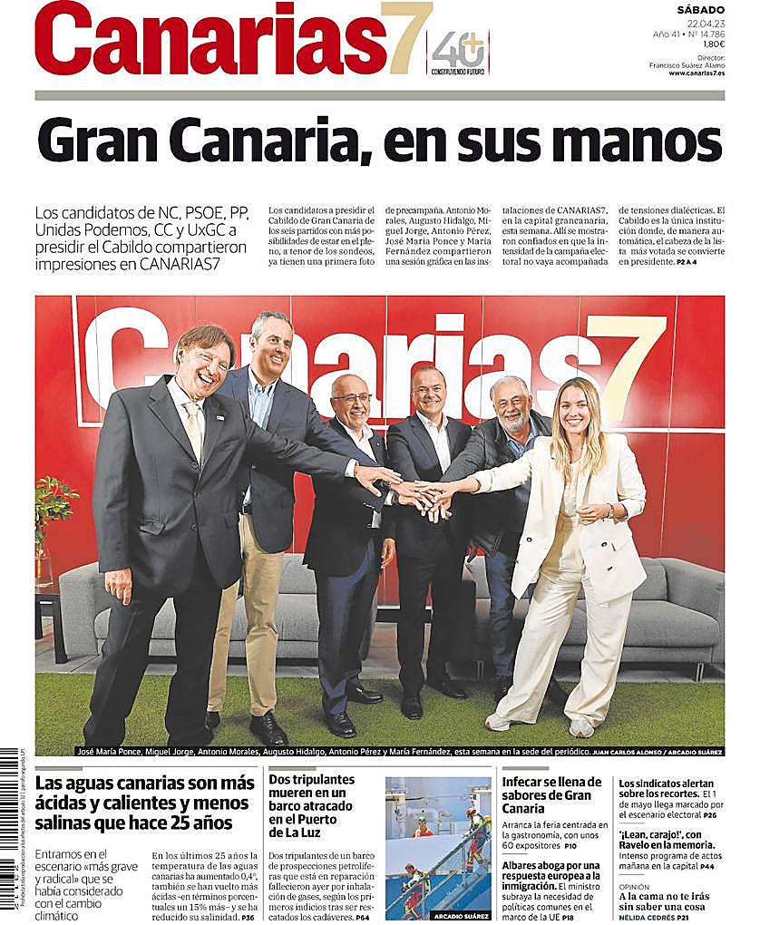 Vea la portada de CANARIAS7 de este sábado 22 de abril | Canarias7