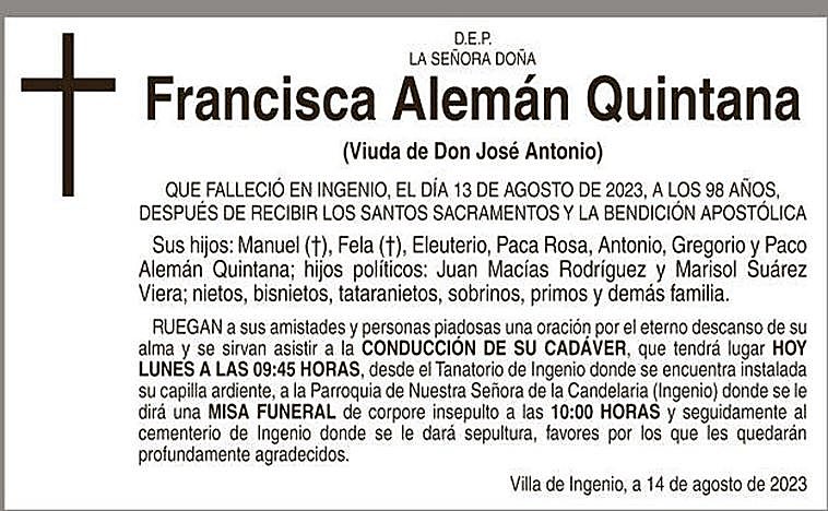Francisca Alemán Quintana | Canarias7