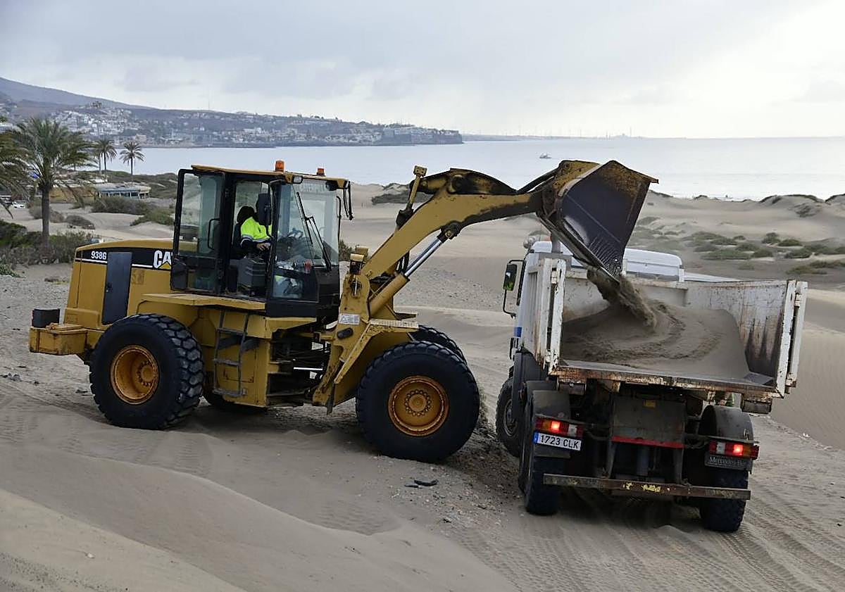 San Bartolomé traslada las primeras 70 toneladas de arena de las Dunas ...