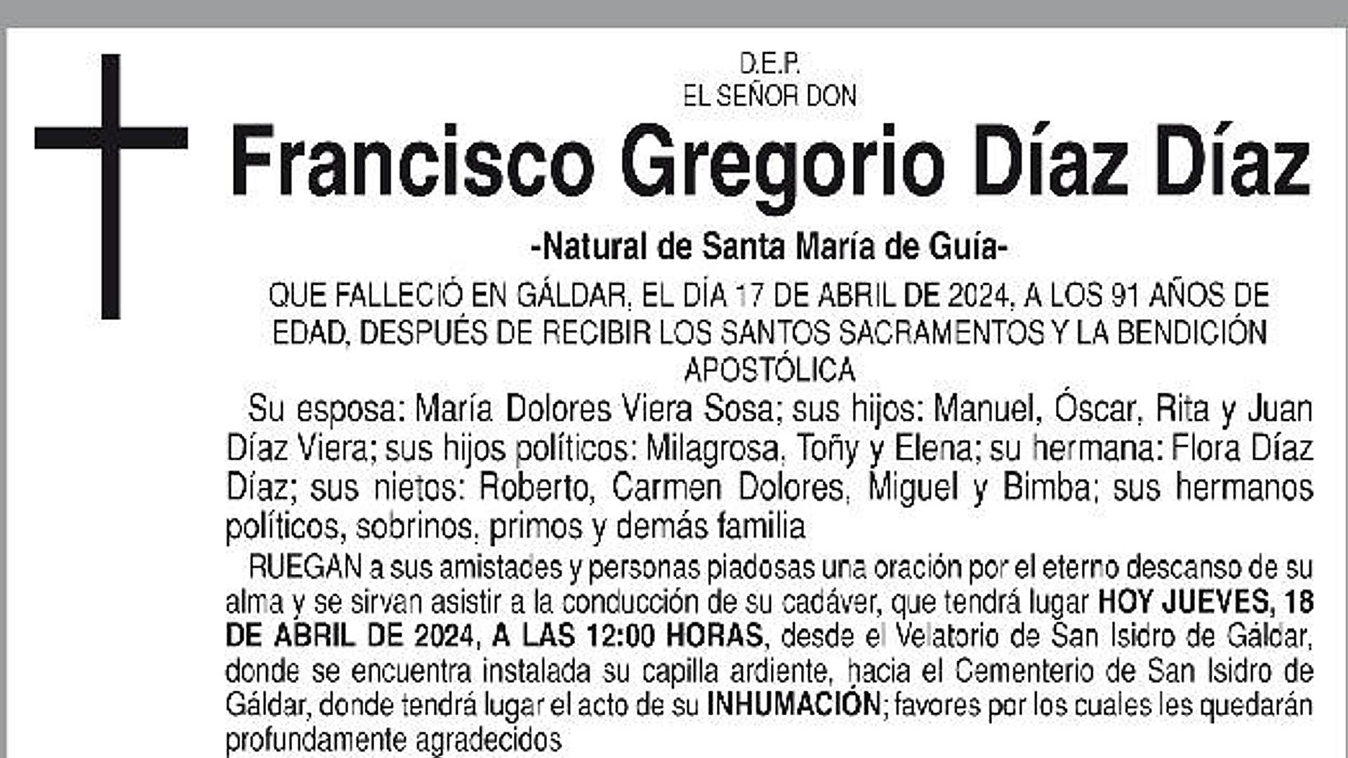 Francisco Gregorio Díaz Díaz | Canarias7