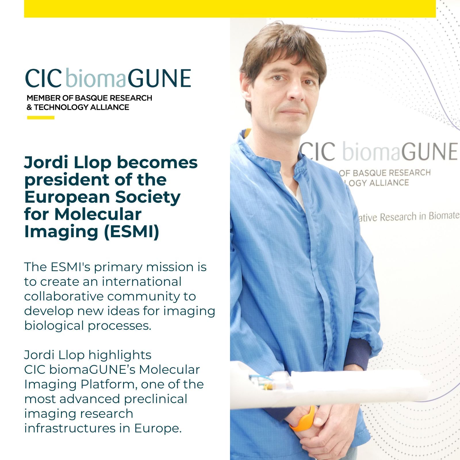 Jordi Llop CIC biomaGUNEko ikertzailea Irudi Molekularraren Europako ...