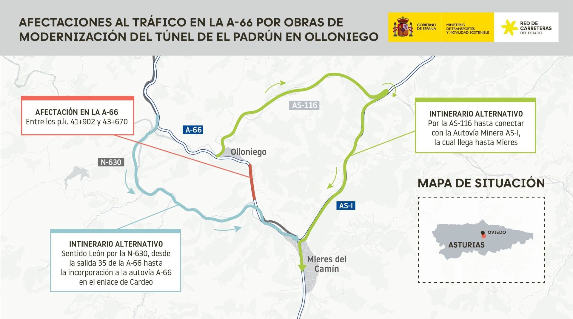 El túnel del Padrún de la A-66 en sentido León, cortado hasta el jueves ...