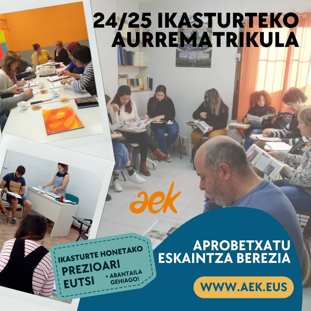 AEK-ko euskaltegi batean izena eman nahi duzu? Aurrematrikulazioa ireki dute | El Correo