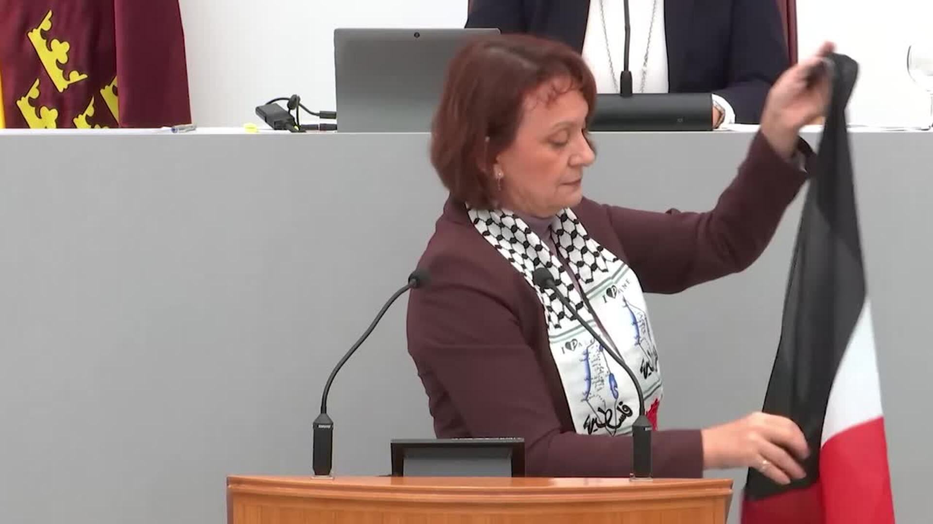 María Marín se emociona en la Asamblea al leer el poema de un palestino ...