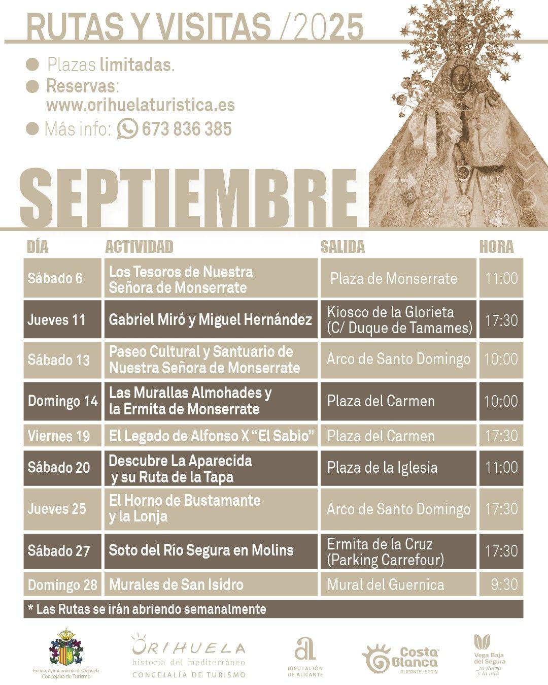 VISITAS TURÍSTICAS | Orihuela homenajea a su patrona con las nuevas ...